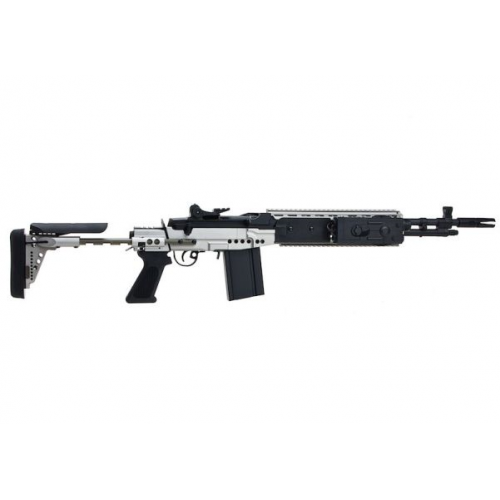 CYMA Sport Full Metal M14 EBR Designated Marksman Rifle Airsoft AEG (Color: Silver / EBR Stock ...